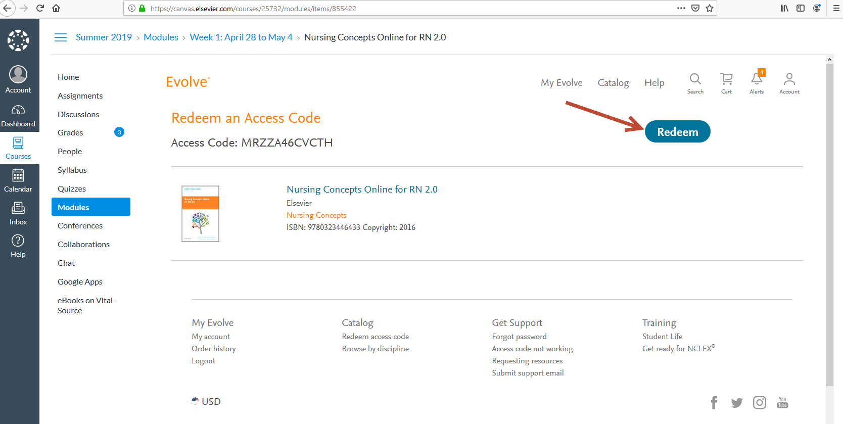 How do I redeem a non-package access code for an Online Course in Canvas by Instructure ...